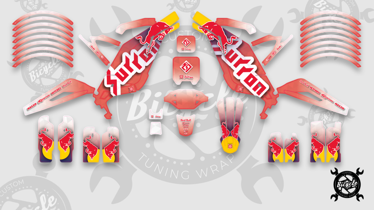 KIT DECALS STANDARD SURRON ULTRA BEE RED CRYSTAL RED BULL – Custom Bike ...