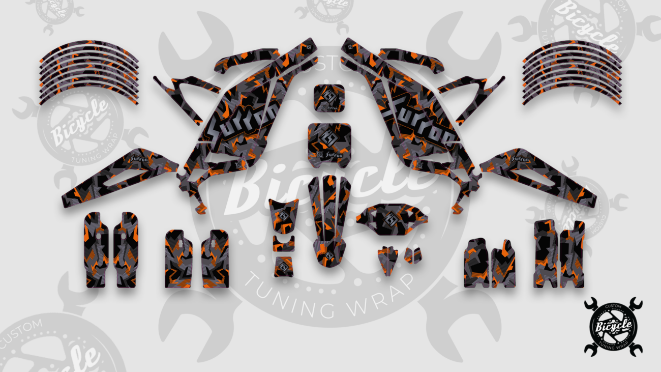 KIT DECALS PREMIUM SURRON LIGHT BEE X OFF-ROAD / ON ROAD CAMO ORANGE ...