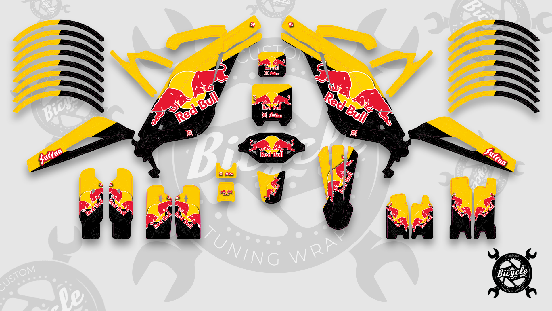 KIT DECALS PREMIUM SURRON STORM BEE RED BULL – Custom Bike Tuning Wrap